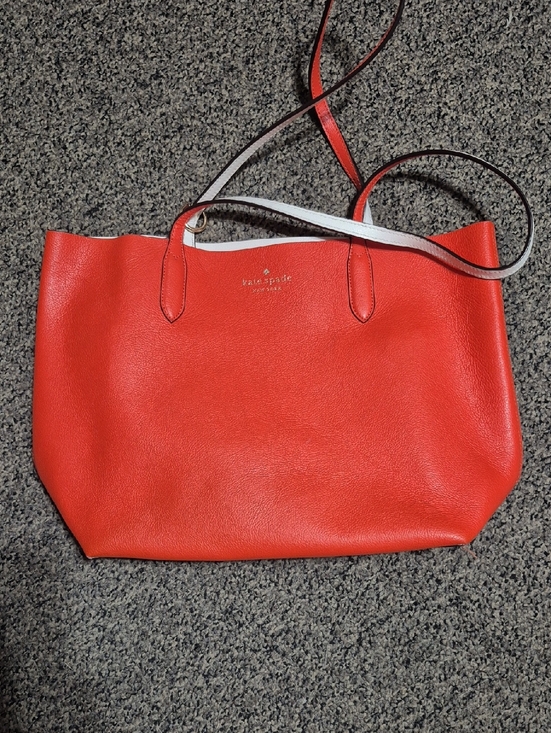kate spade | Bags | Kate Spade Orangered Reversible Pebbled Leather ...